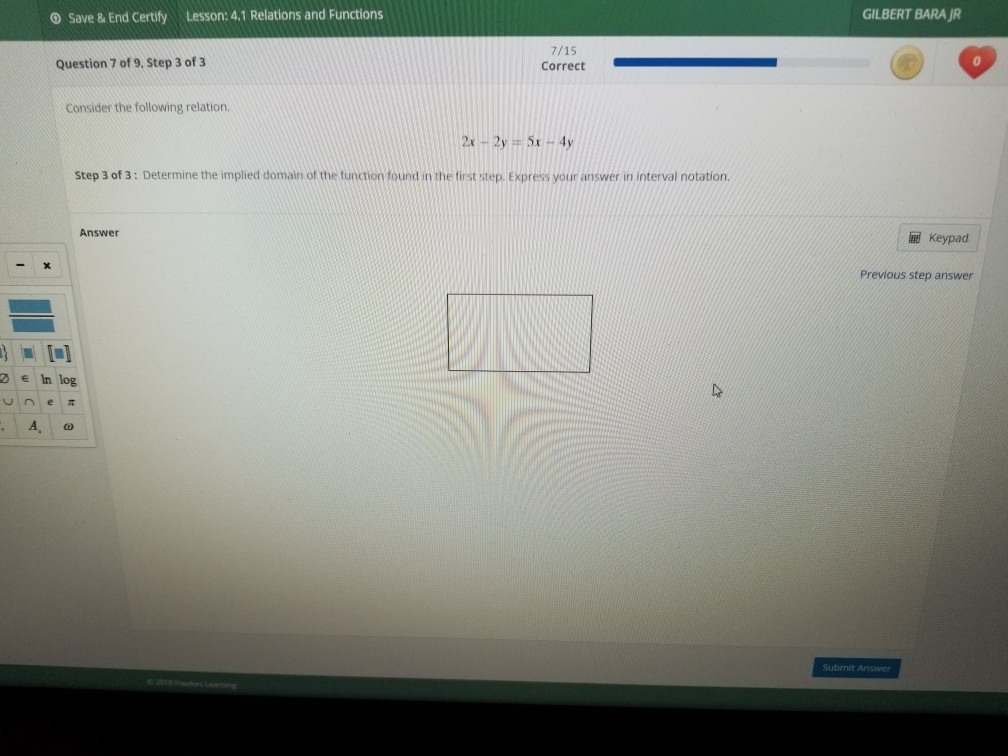 Solved O Save & End Certify Lesson: 4.1 Relations and | Chegg.com
