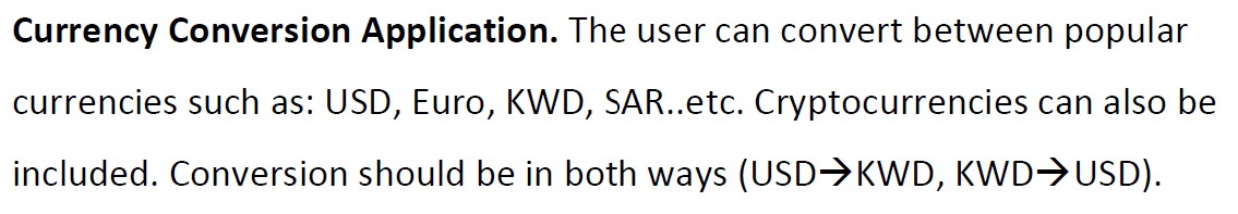 Solved Currency Conversion Application. The user can convert | Chegg.com