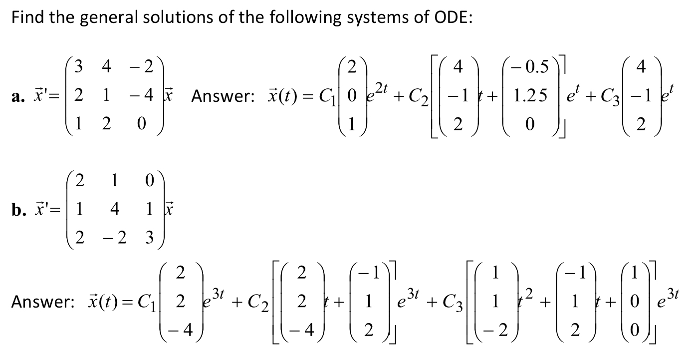 Find the general solutions of the following systems | Chegg.com