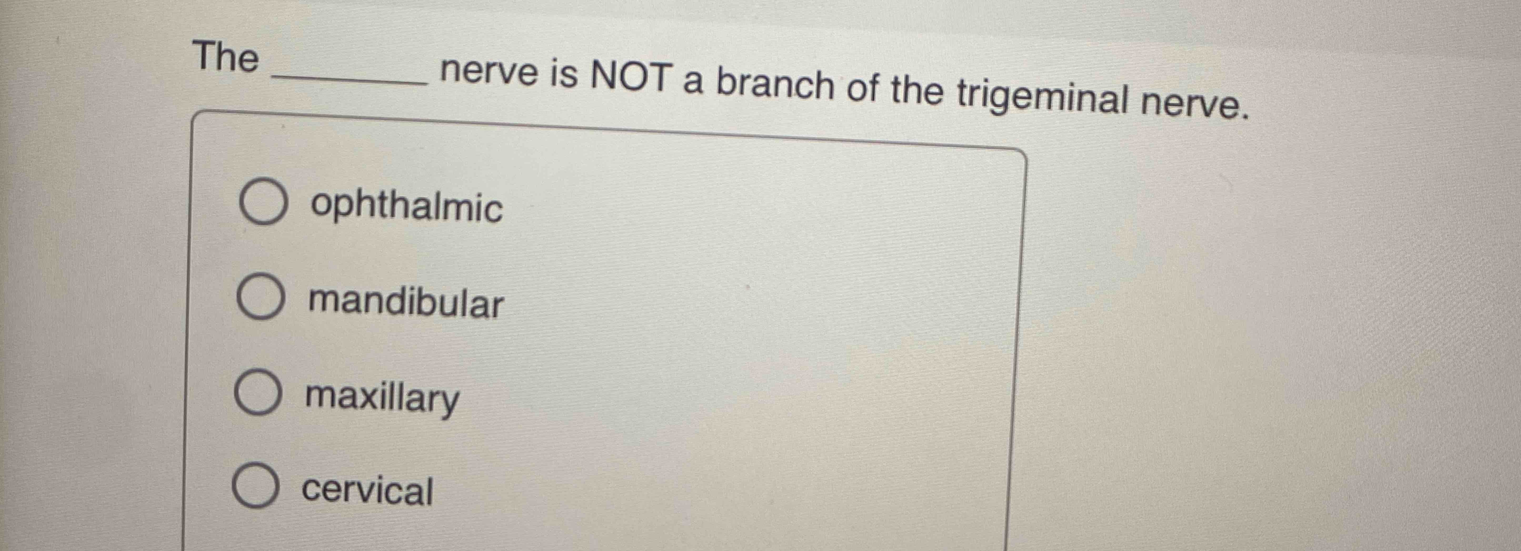 Solved Thenerve is NOT a branch of the trigeminal | Chegg.com