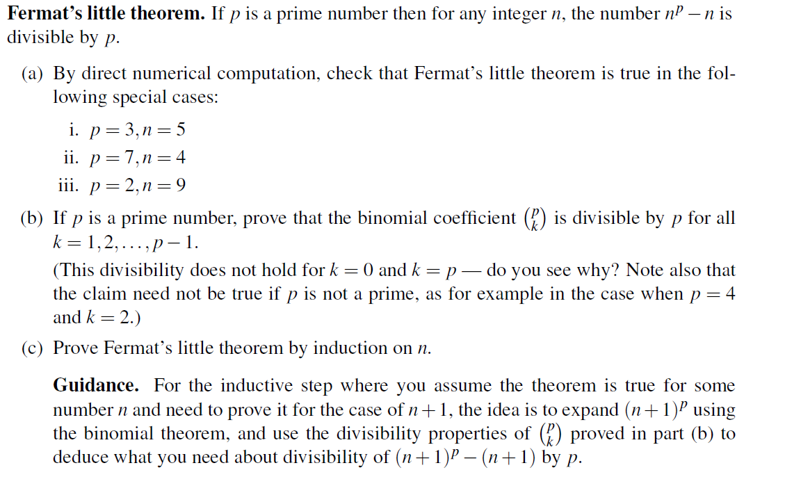 Solved P Fermat's little theorem. If p is a prime number | Chegg.com