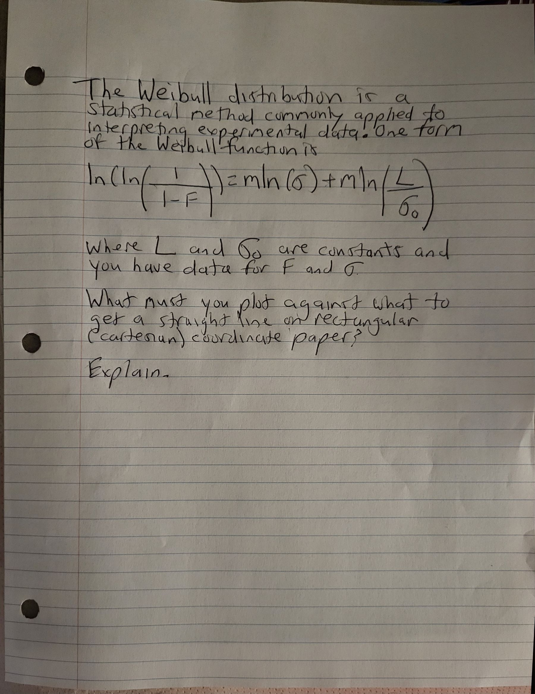 Solved The Weibull distribution is a statistical nethod | Chegg.com