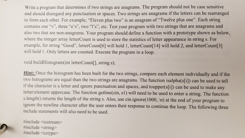 Solved Write A Program That Determines If Two Strings Are 7424