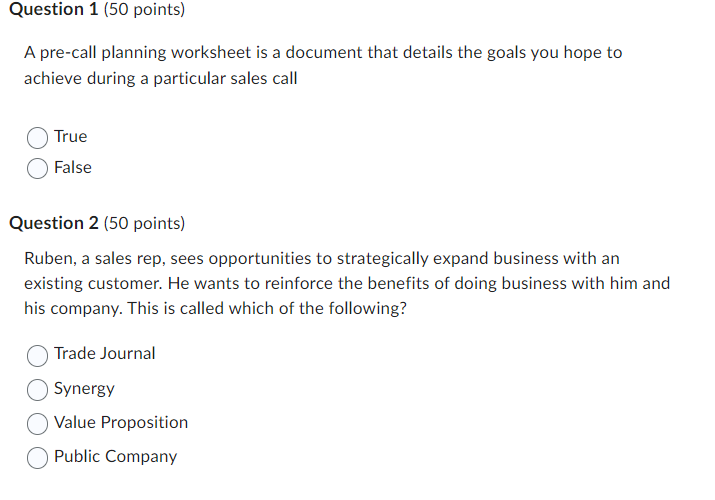 Solved A pre-call planning worksheet is a document that | Chegg.com