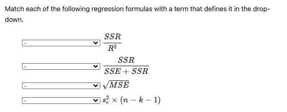 Solved Match each of the following regression formulas with | Chegg.com
