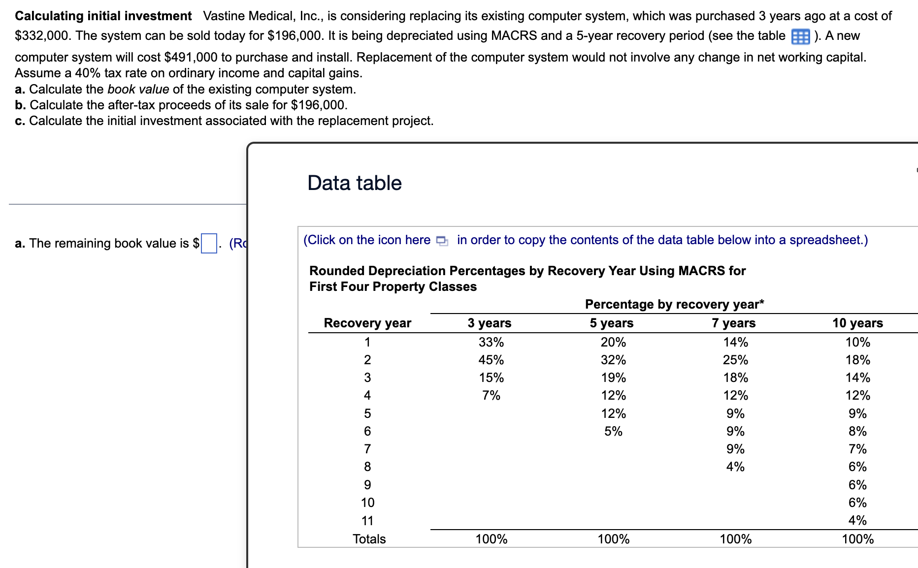 Solved a. ﻿Calculate the book value of the existing computer | Chegg.com