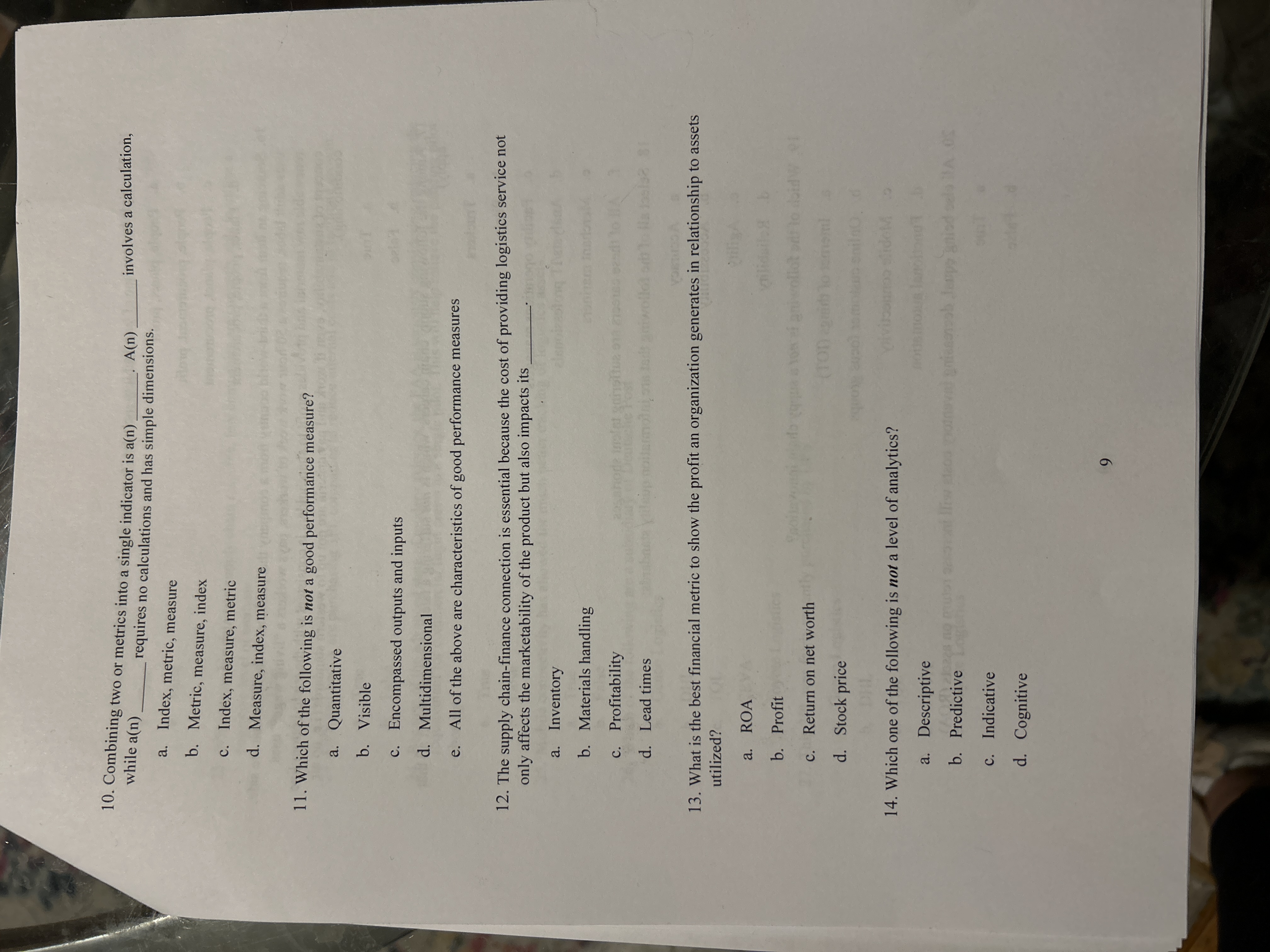 Solved Combining two or metrics into a single indicator is | Chegg.com