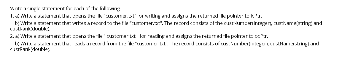 Solved Write a single statement for each of the following. | Chegg.com