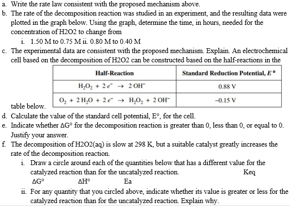 2. 2 H.0 (aq) + 2 H2O(1) + O2(g) The decomposition of | Chegg.com