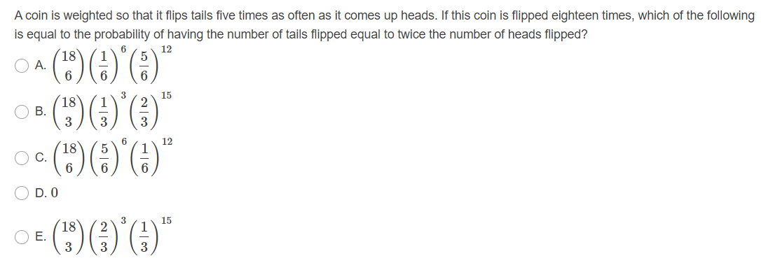 Solved A coin is weighted so that it flips tails five times | Chegg.com