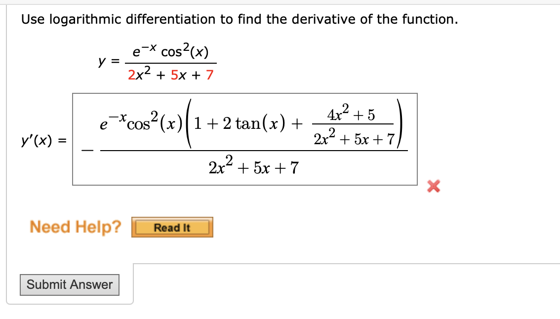 Solved Use logarithmic differentiation to find the | Chegg.com