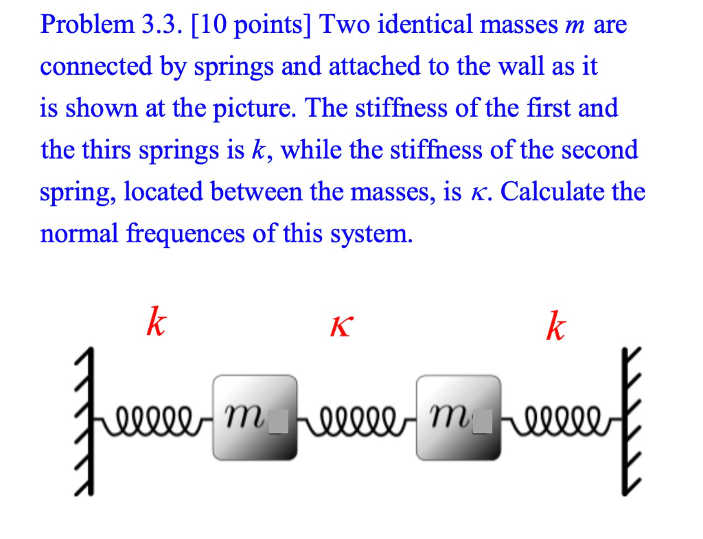 Solved Problem 3.3. [10 points] Two identical masses m are | Chegg.com