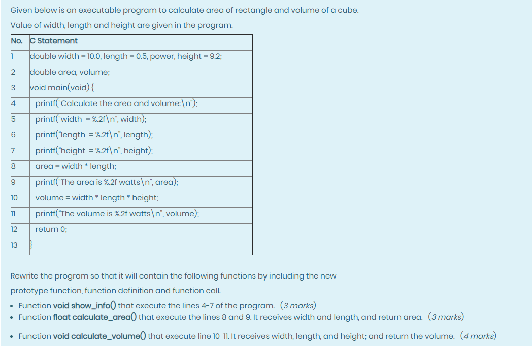 Solved 2 3 4 Given below is an executable program to | Chegg.com