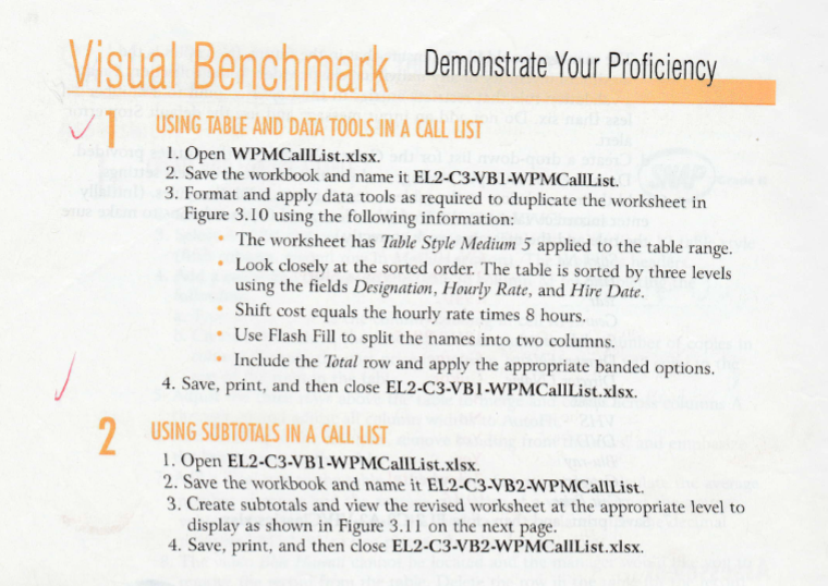 USING TABLE AND DATA TOOLS IN A CALL LIST 1. Open | Chegg.com