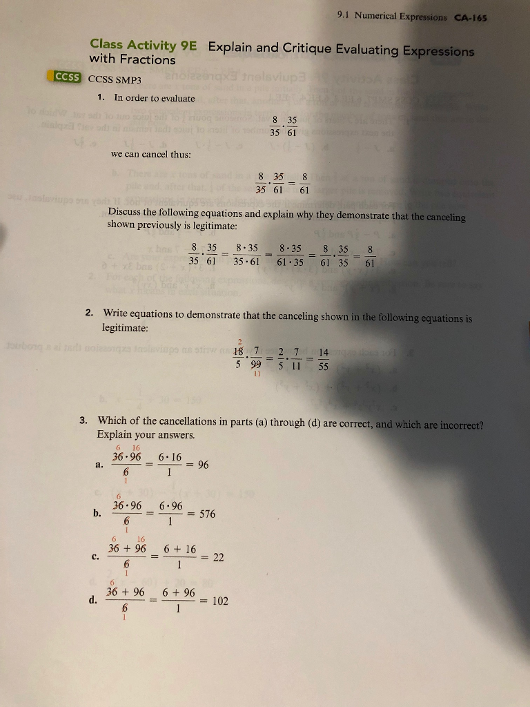 Solved 9.1 Numerical Expressions CA-165 Class Activity 9E | Chegg.com