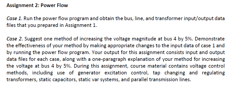 Assignment 2 Power Flow Case 1 Run The Power Flow 