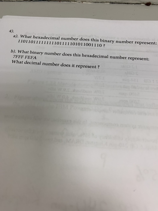 Solved a). What hexadecimal number does this binary number | Chegg.com