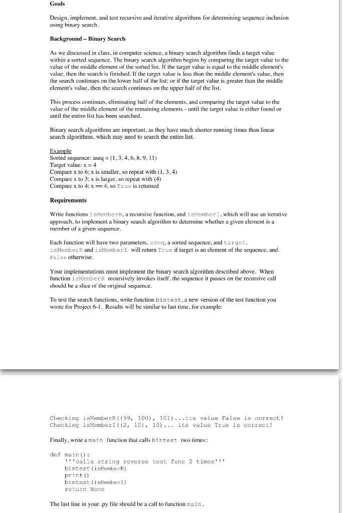 Solved Goals Design, implement, and test recursive and | Chegg.com