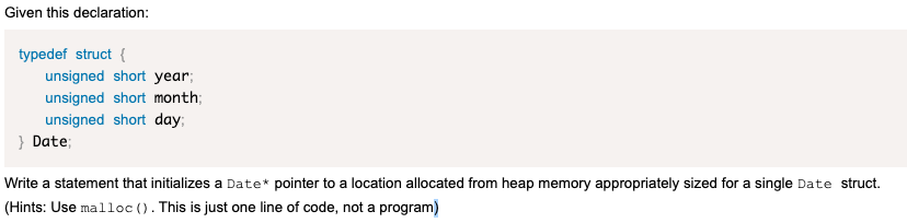 Solved Given This Declaration Typedef Struct Unsigned 2972