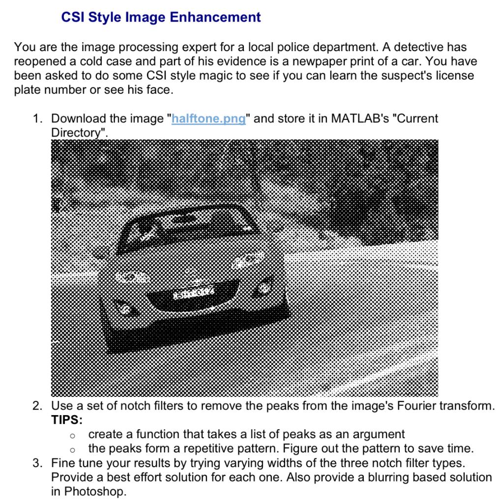 Solved CSI Style Image Enhancement You are the image | Chegg.com