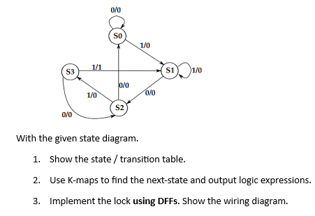 Solved With the given state diagram. 1. Show the state / | Chegg.com