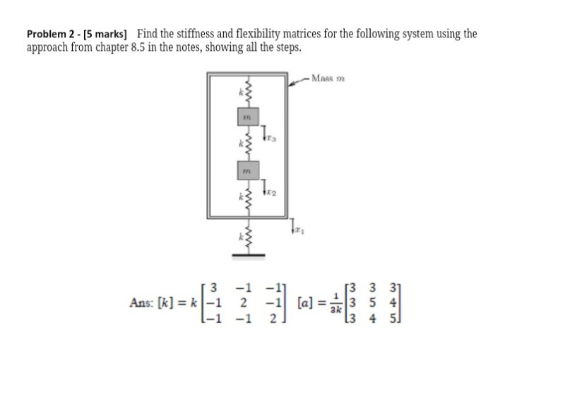 Problem 2 - [5 marks) Find the stiffness and | Chegg.com