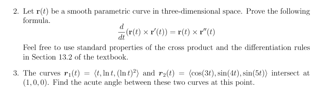 Solved 2. Let r(t) be a smooth parametric curve in | Chegg.com