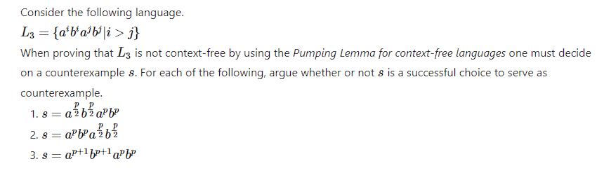 Solved Consider the following language. L3={aibiajbj∣i>j} | Chegg.com