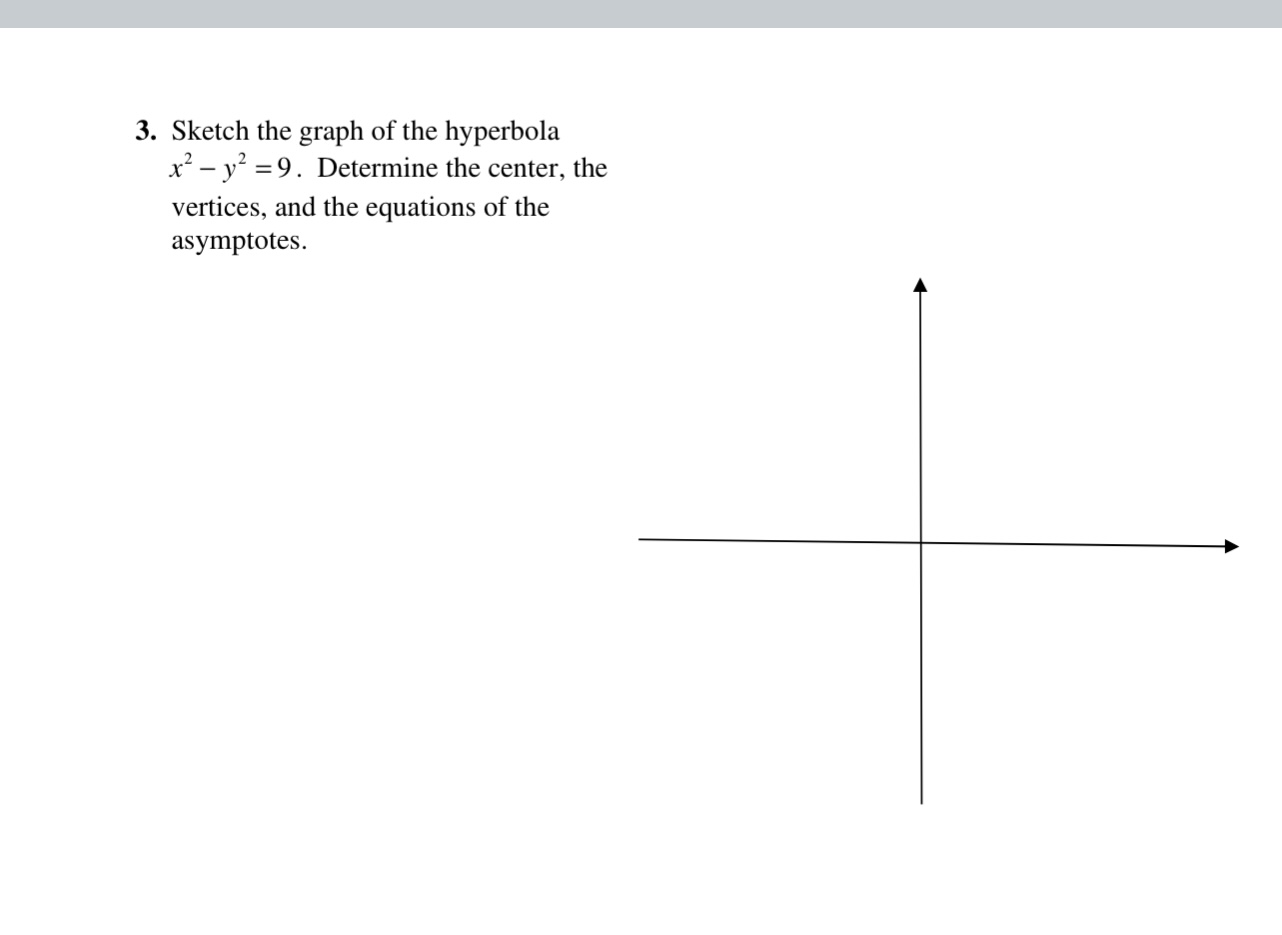 Solved 3. Sketch the graph of the hyperbola x2−y2=9. | Chegg.com