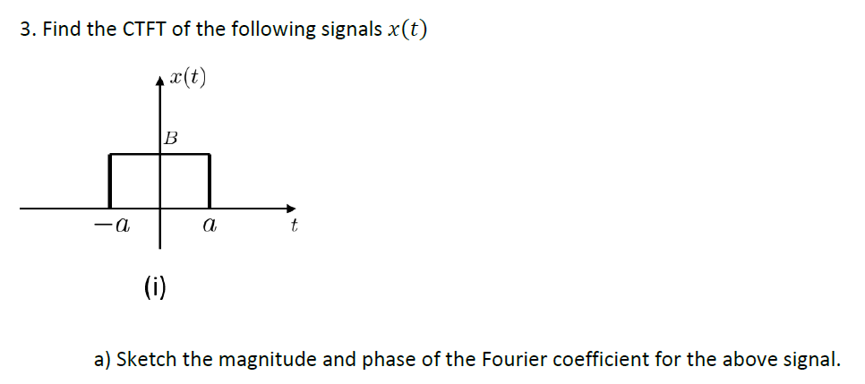 3. Find the CTFT of the following signals x(t) x(t) A | Chegg.com