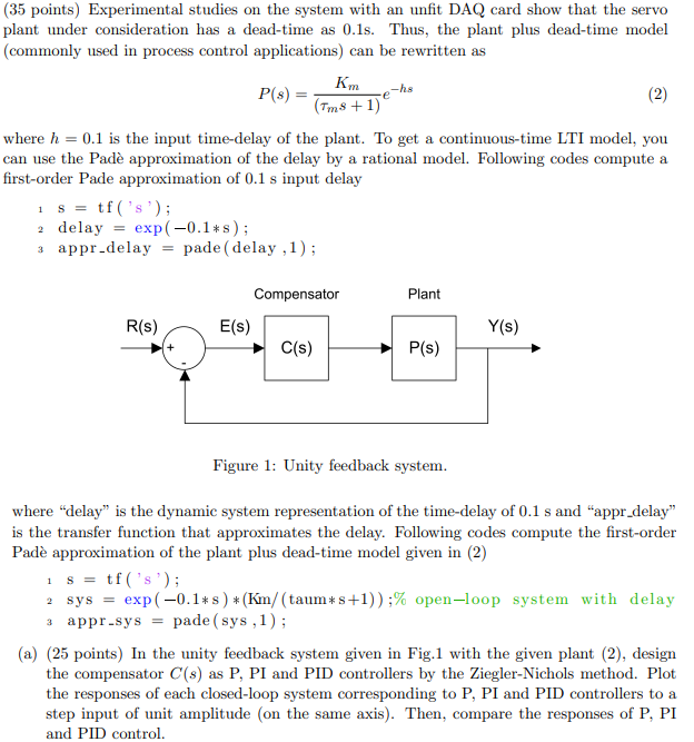 Solved (35 points) Experimental studies on the system with | Chegg.com