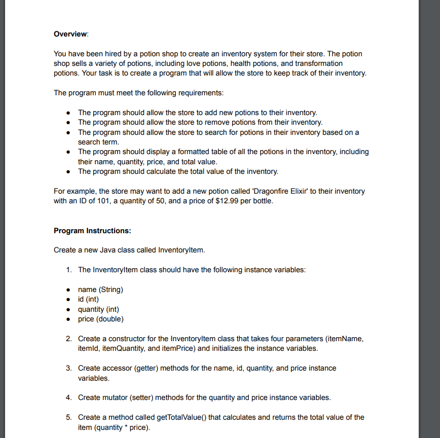 Solved Need help solving this problem using arrays in Java. | Chegg.com