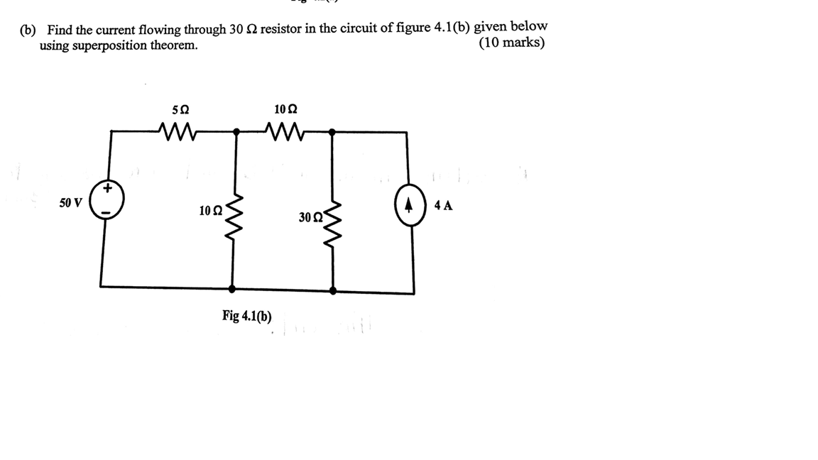 Solved (b) ﻿Find the current flowing through \( 30 \Omega \) | Chegg.com