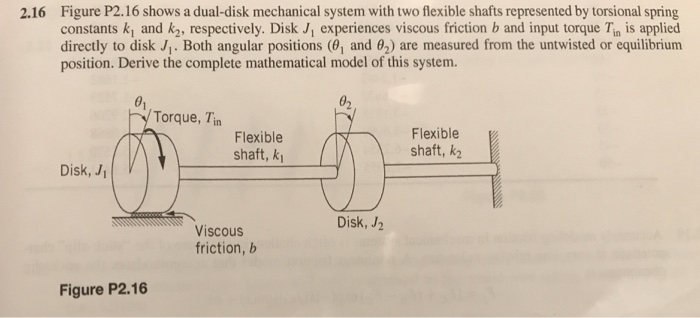 Solved Figure P2.16 shows a dual-disk mechanical system with | Chegg.com