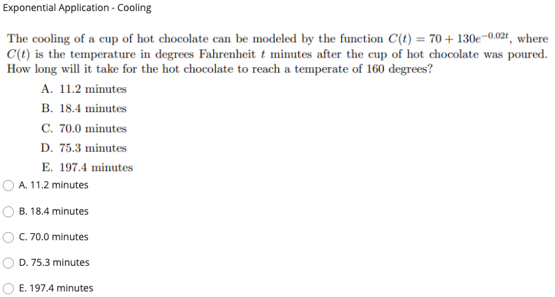 Solved Exponential Application - Cooling The cooling of a | Chegg.com