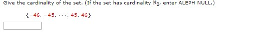 Solved Give the cardinality of the set. (If the set has | Chegg.com