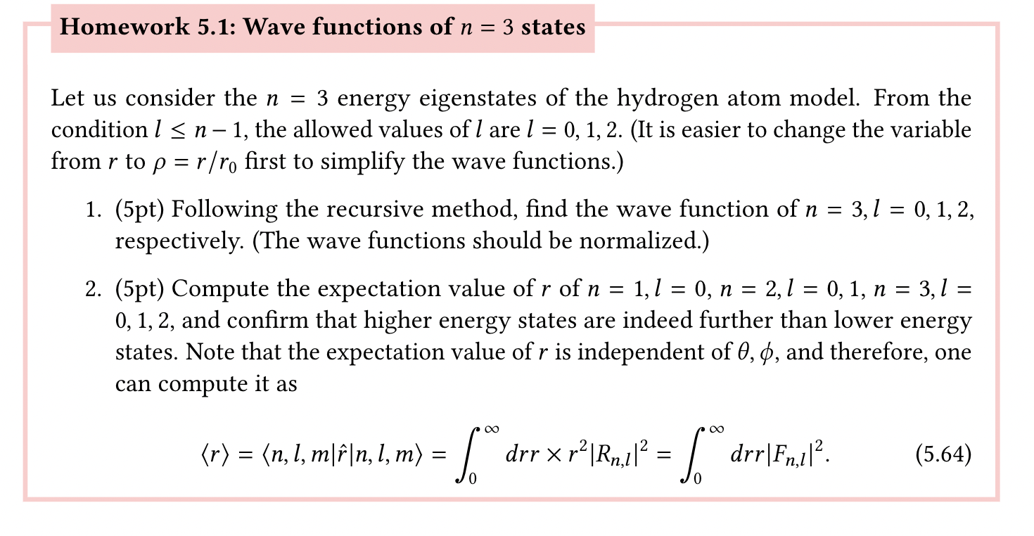 Solved Homework 5.1: Wave functions of n=3 ﻿statesLet us | Chegg.com