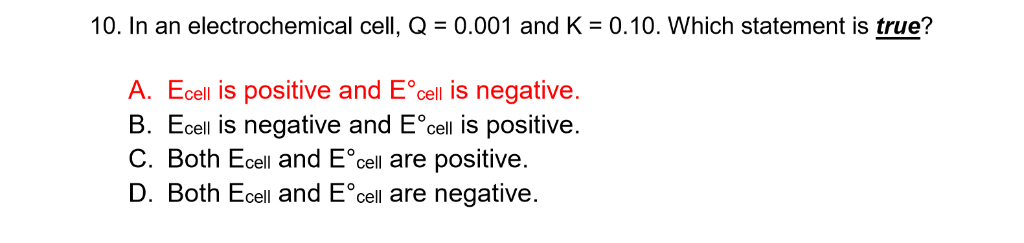 Solved e standard cell is definitely negative, according | Chegg.com