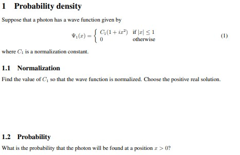 1 Probability density Suppose that a photon has a | Chegg.com