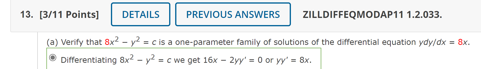 Solved 13. [3/11 Points] DETAILS PREVIOUS ANSWERS | Chegg.com