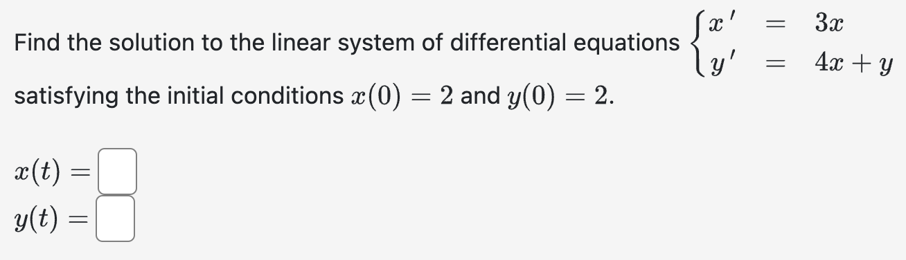 Solved Find The Solution To The Linear System Of 