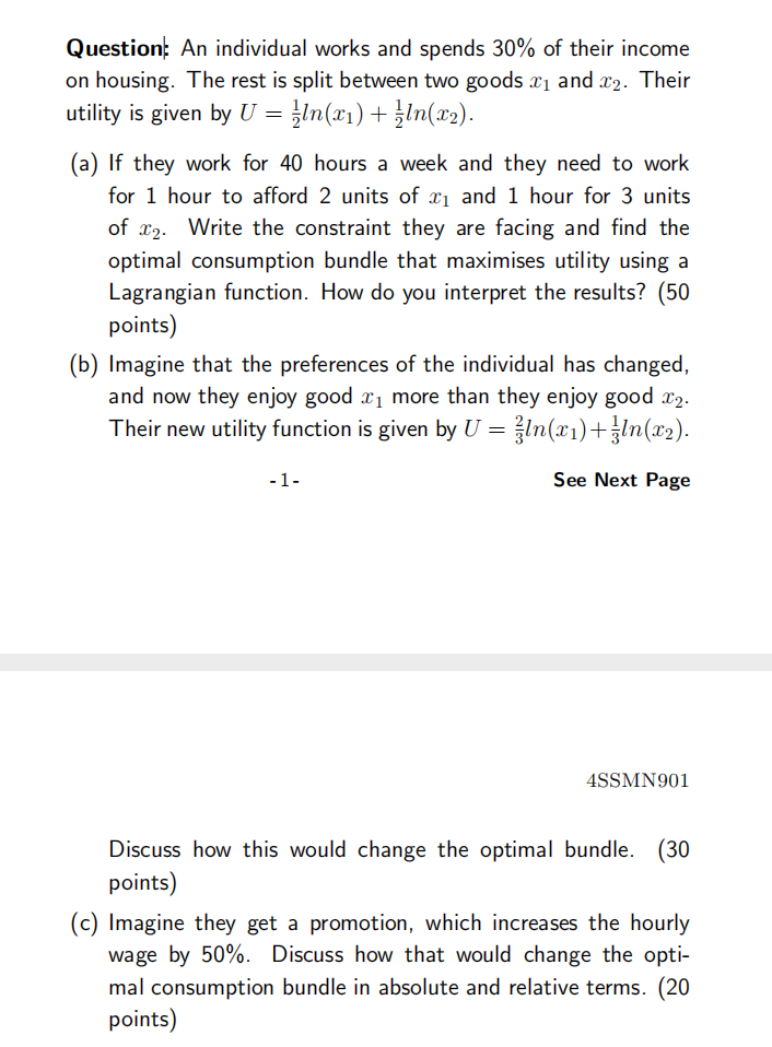 Solved An individual works and spends 30% ﻿of their incomeon | Chegg.com