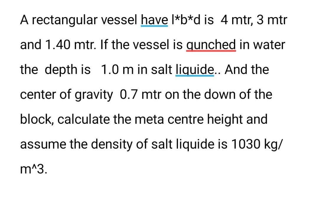 Solved A rectangular vessel have l∗b∗d is 4mtr,3mtr and | Chegg.com
