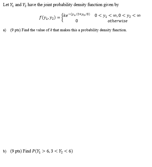 Solved Let Y1 and Y2 have the joint probability density | Chegg.com