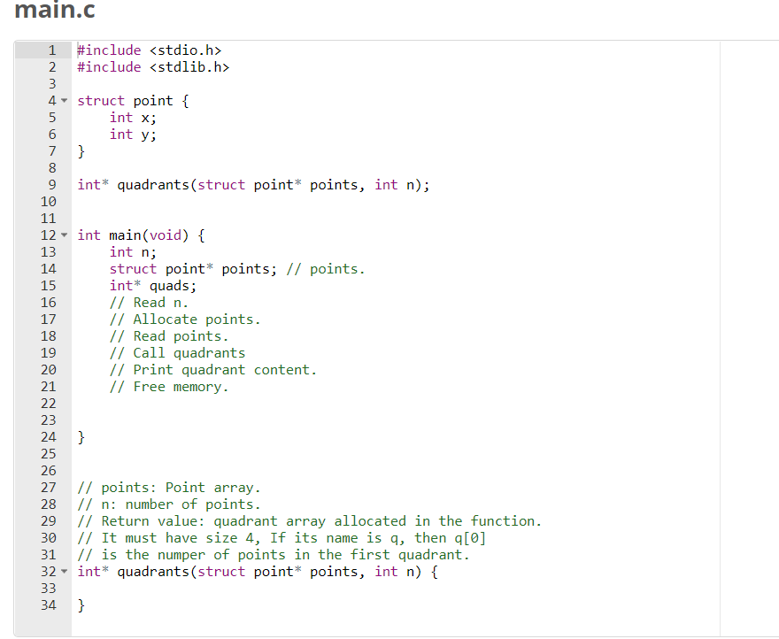 Solved Code a program to print quadrant information of | Chegg.com