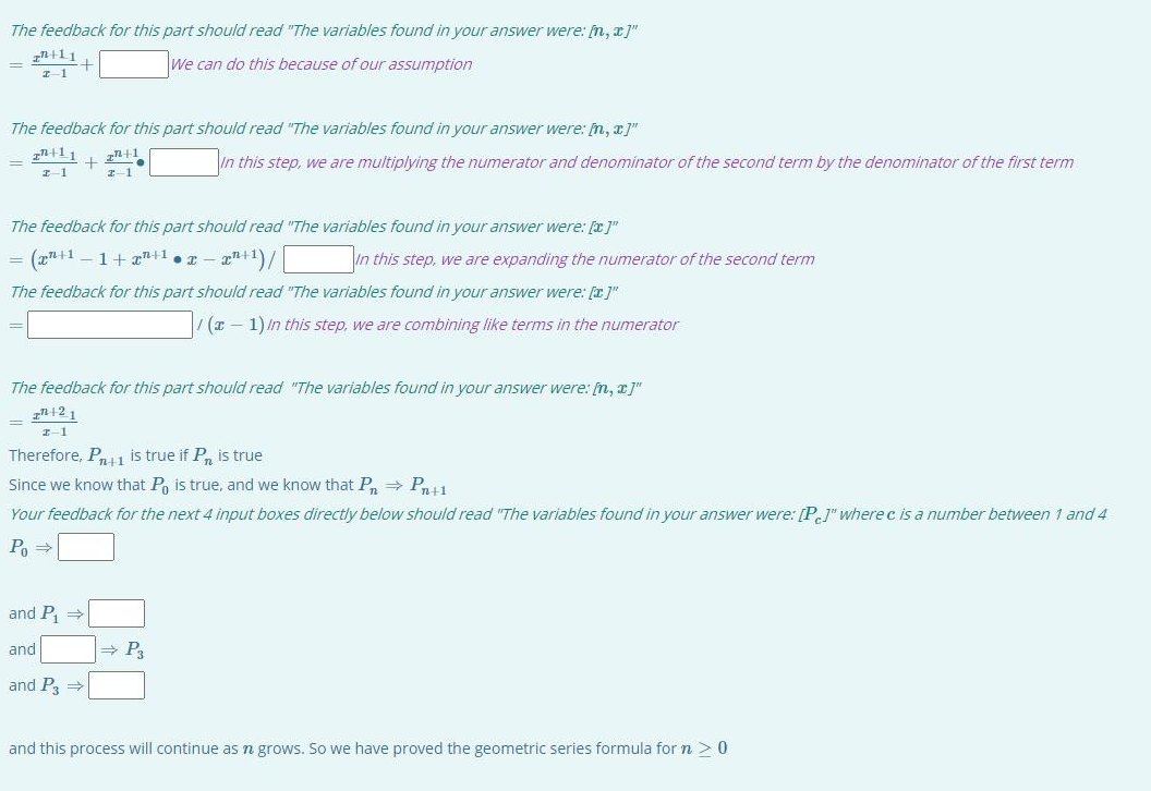 Solved Use induction to prove the geometric series First, | Chegg.com