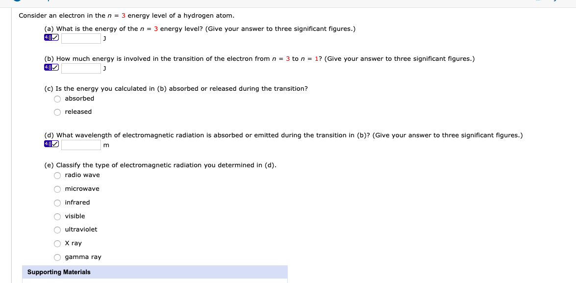 Solved Consider an electron in the n = 3 energy level of a | Chegg.com