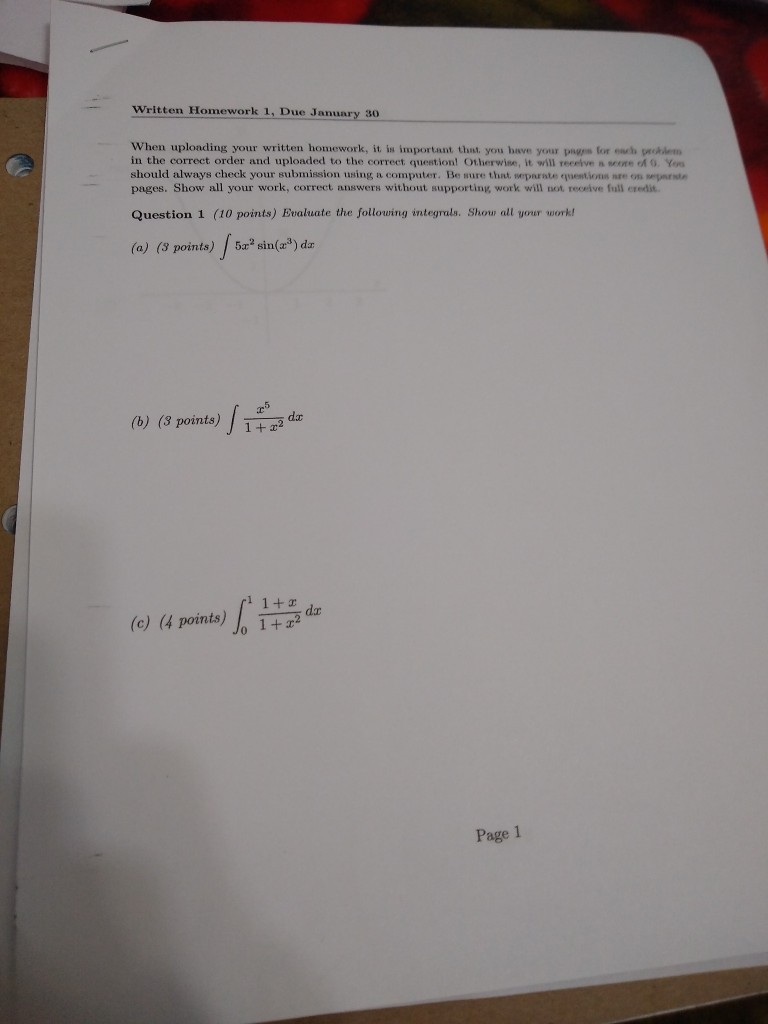 Solved Written Homework 1, Due January 30 When uploading | Chegg.com