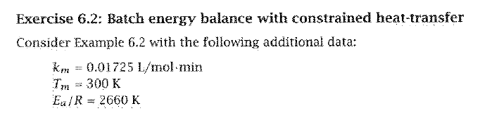 Example 6.2: Liquid-phase batch reactor The | Chegg.com