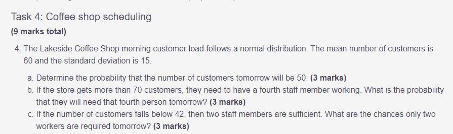 Solved Task 4: Coffee shop scheduling (9 marks total) 4. The | Chegg.com